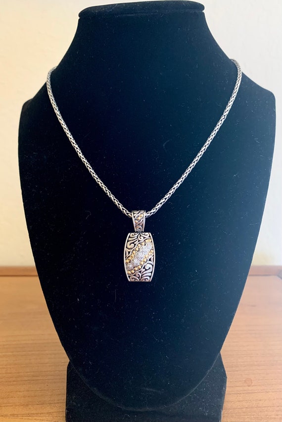 Effy Sterling Silver and 18k Yellow Gold Diamond Pendant and - Etsy