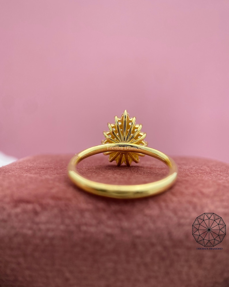 Pink Diamond Halo Ring Pear Shaped 14K Yellow Gold Lab Grown Diamond ...