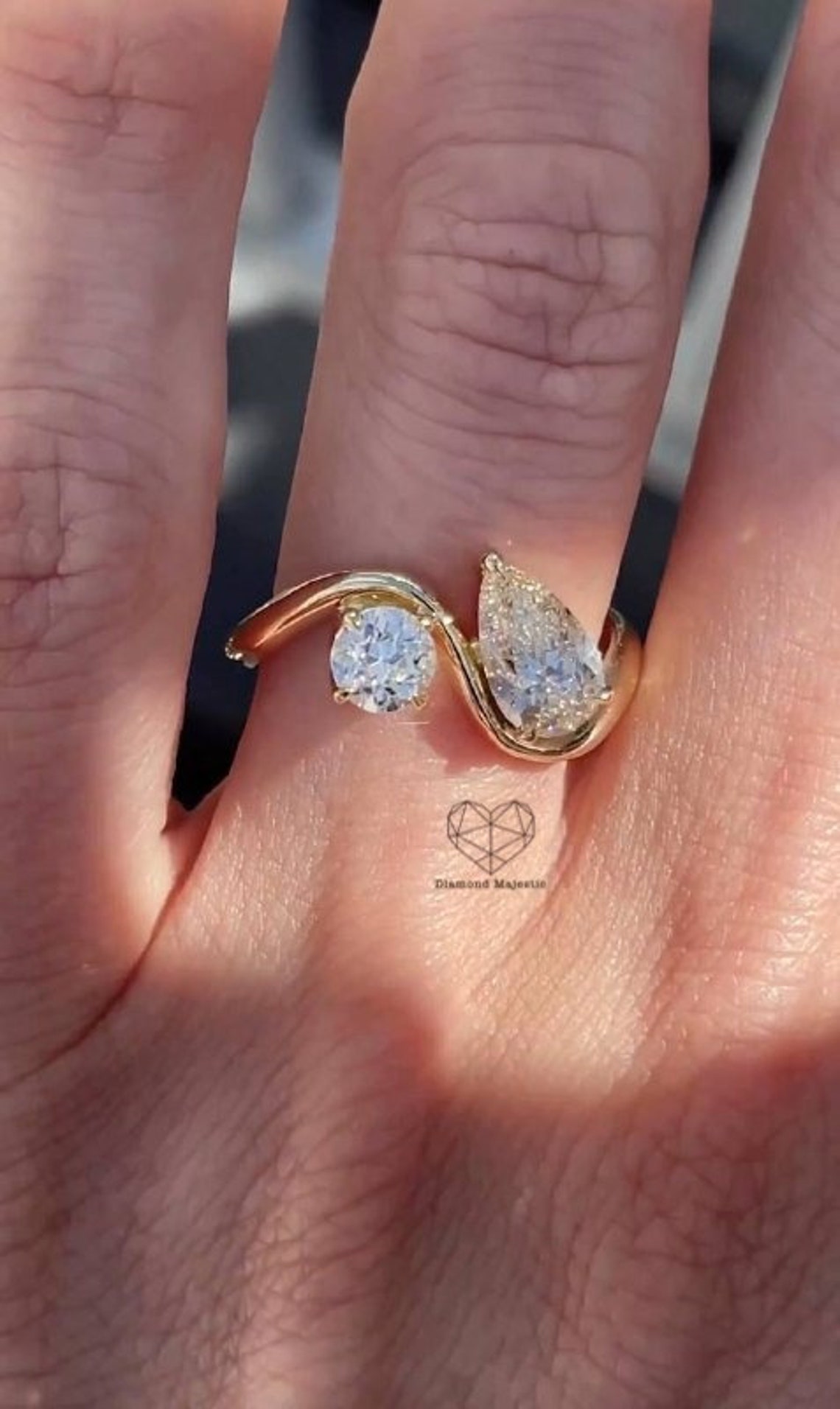 Double Stone Engagement Ring 2 Stone Toi Et Moi Ring Wedding - Etsy