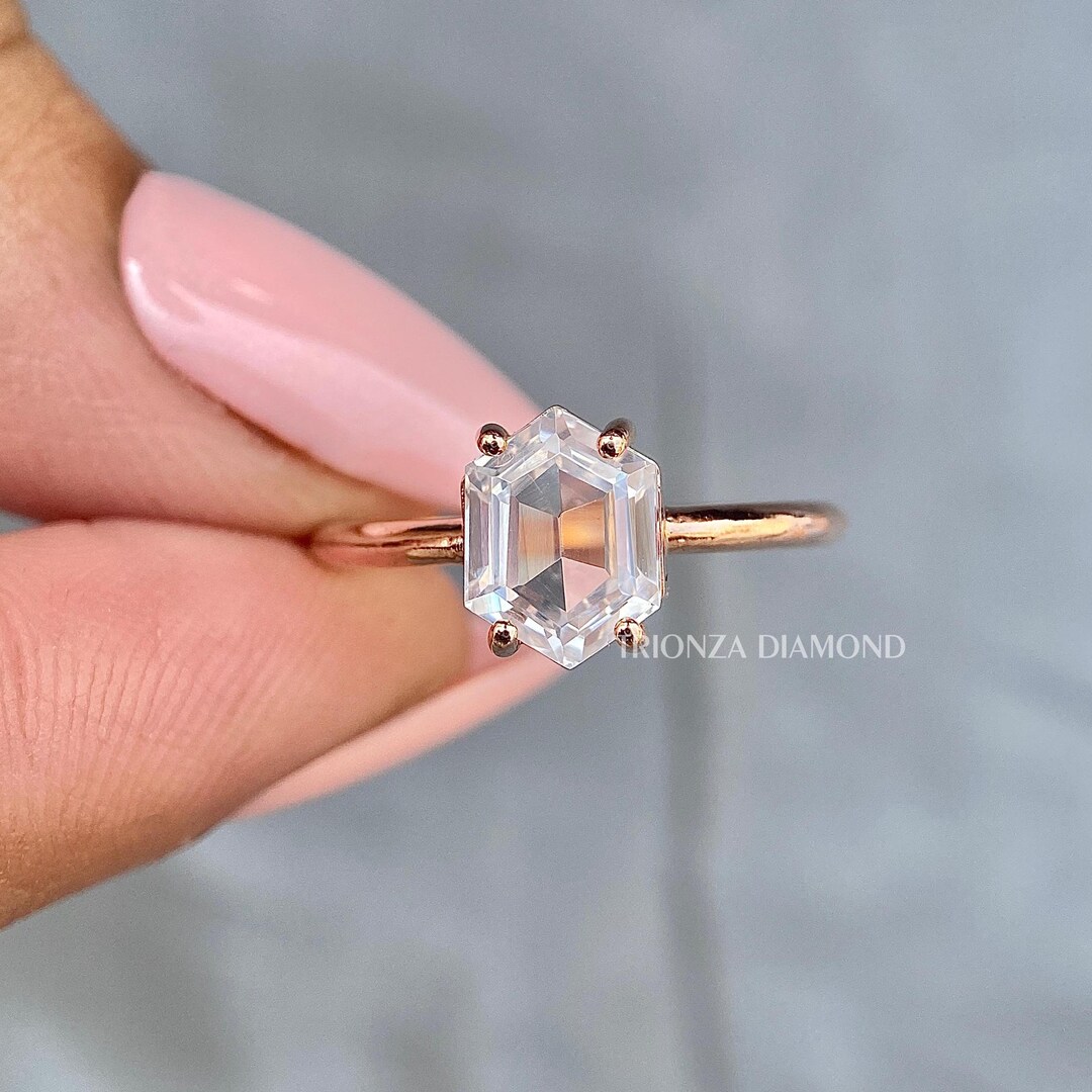 1.50 CT Antique Cut Hexagon Lab Diamond, F/VS1 Diamond for Customized ...