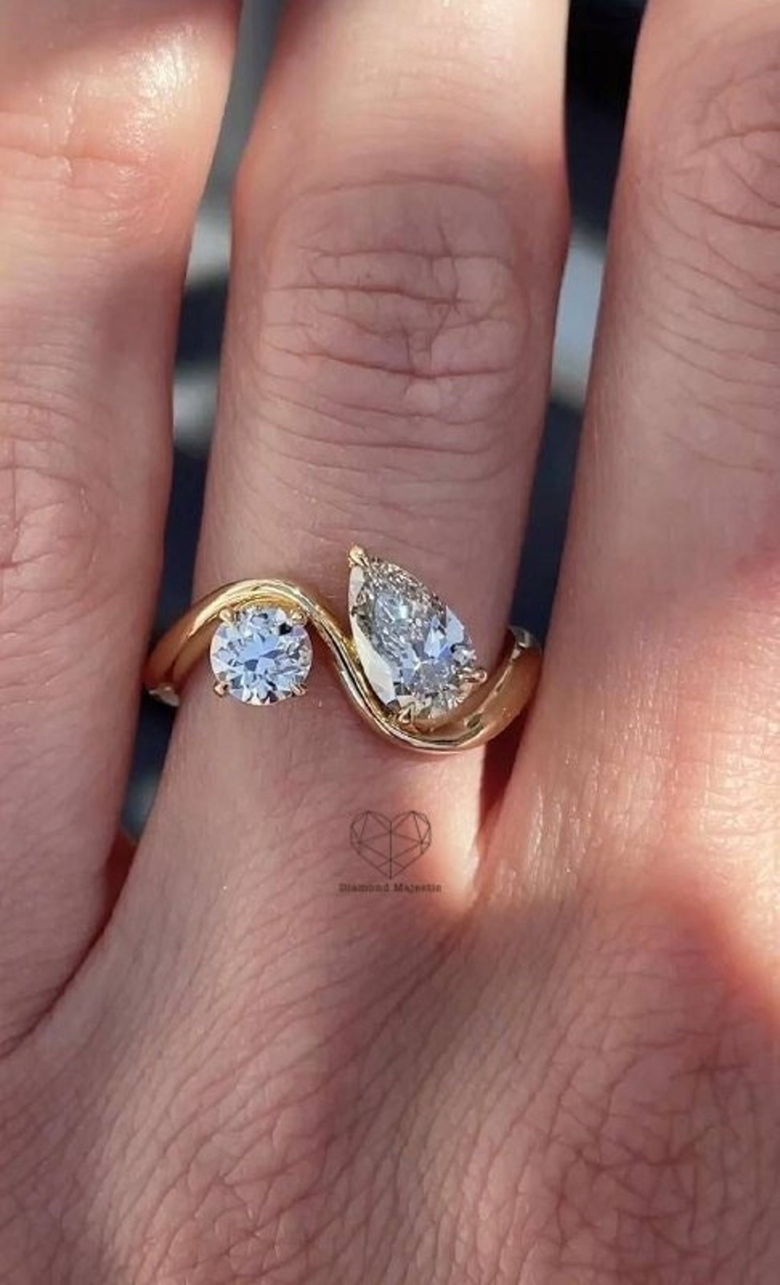 Double Stone Engagement Ring 2 Stone Toi Et Moi Ring Wedding - Etsy