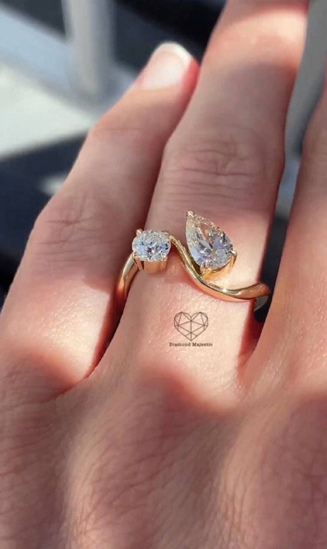 Double Stone Engagement Ring 2 Stone Toi Et Moi Ring Wedding - Etsy