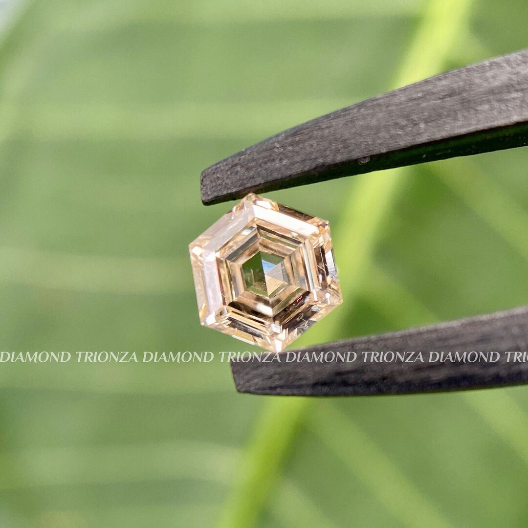 1.15 CT Intense Brown Hexagon Step Cut Lab Grown Diamond, Hexagon Lab ...