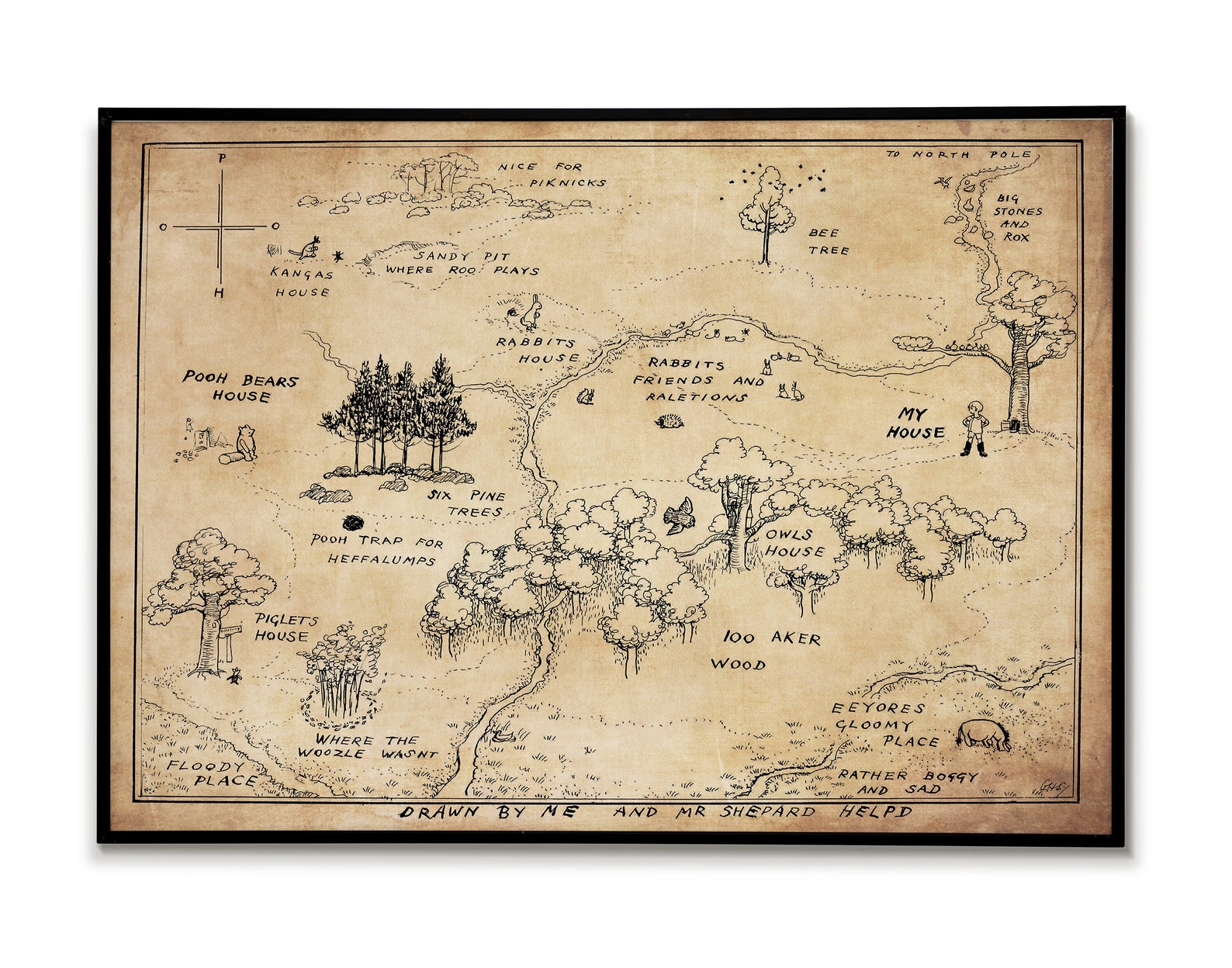 Winnie the Pooh Map 100 Acre Wood Map Classic Winnie the - Etsy