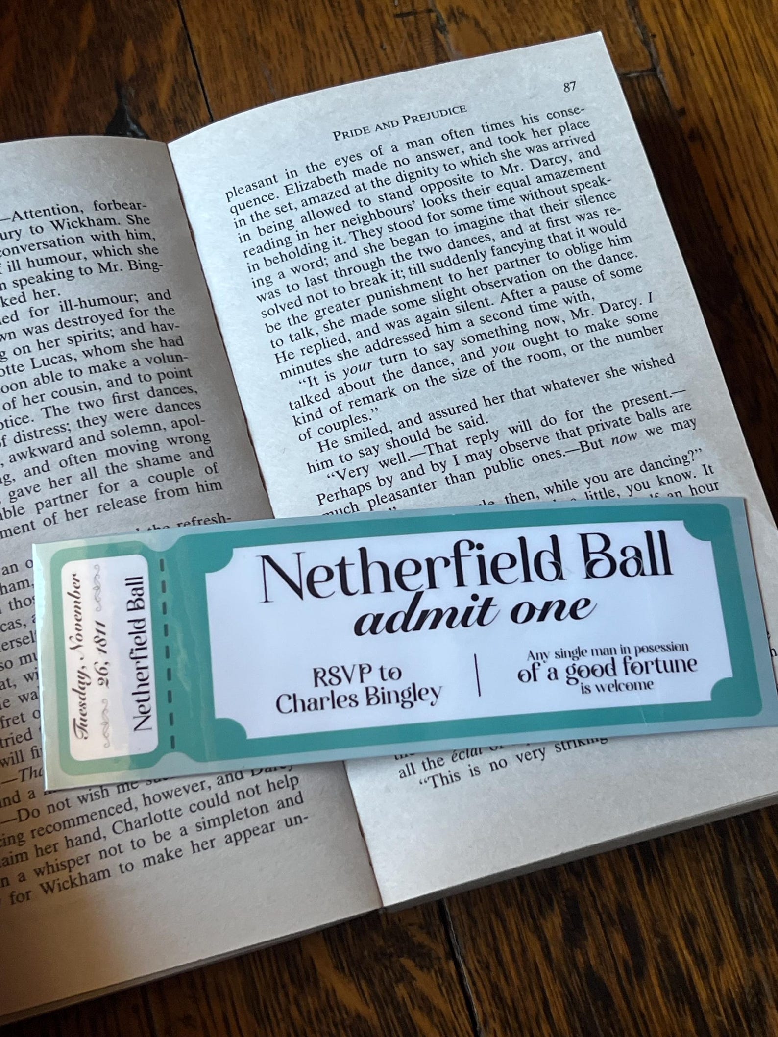 Pride and Prejudice Netherfield Ball Glossy Bookmarks (jane Austen) - Etsy