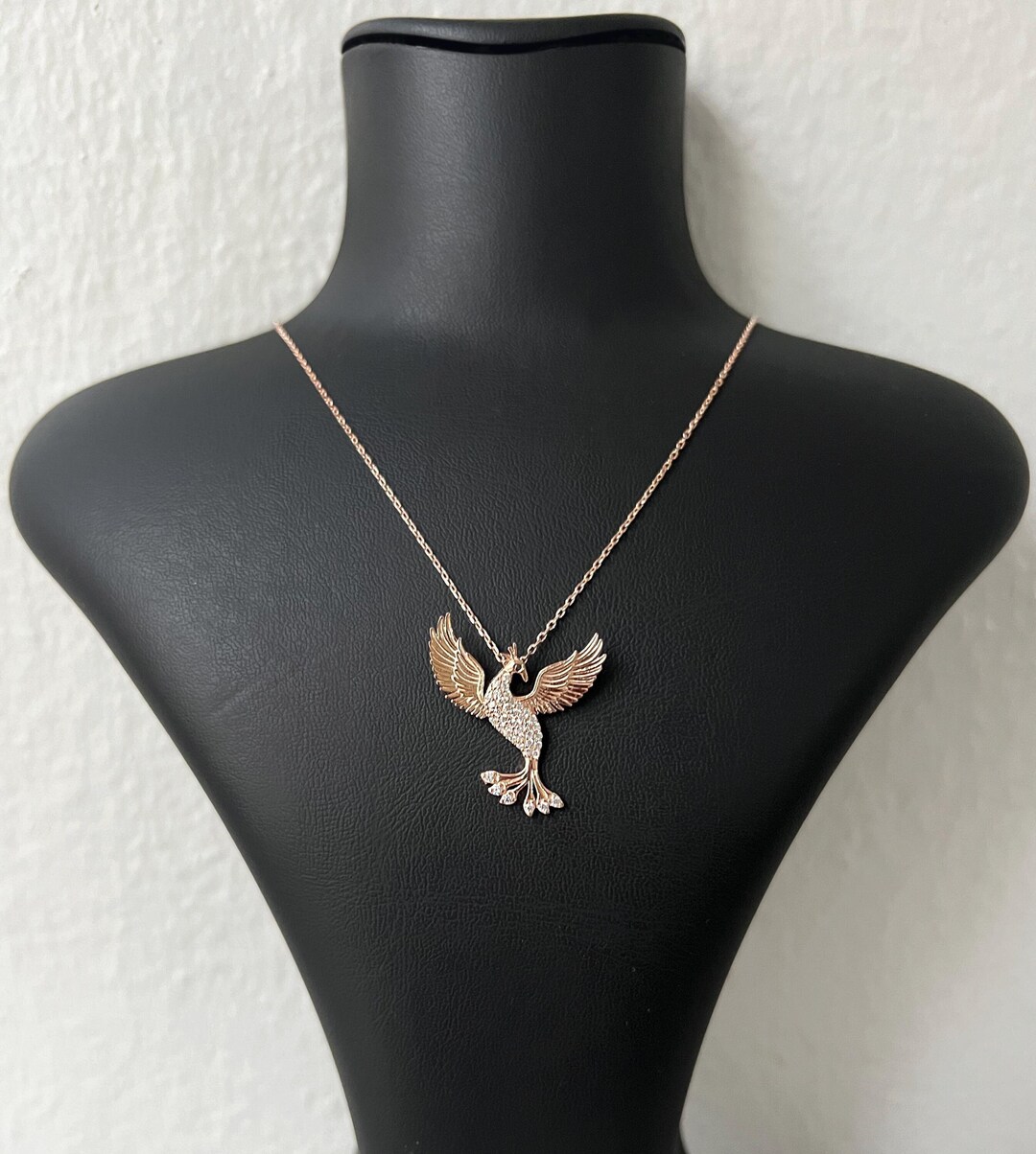 Phoenix Bird Silver Necklace, Phoenix Pendant, Fire Bird Necklace ...