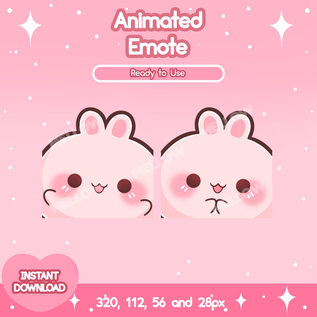 Animated Bunny Emote, Cute Mochi, Clap Emote, Twitch Rabbit, Animation ...
