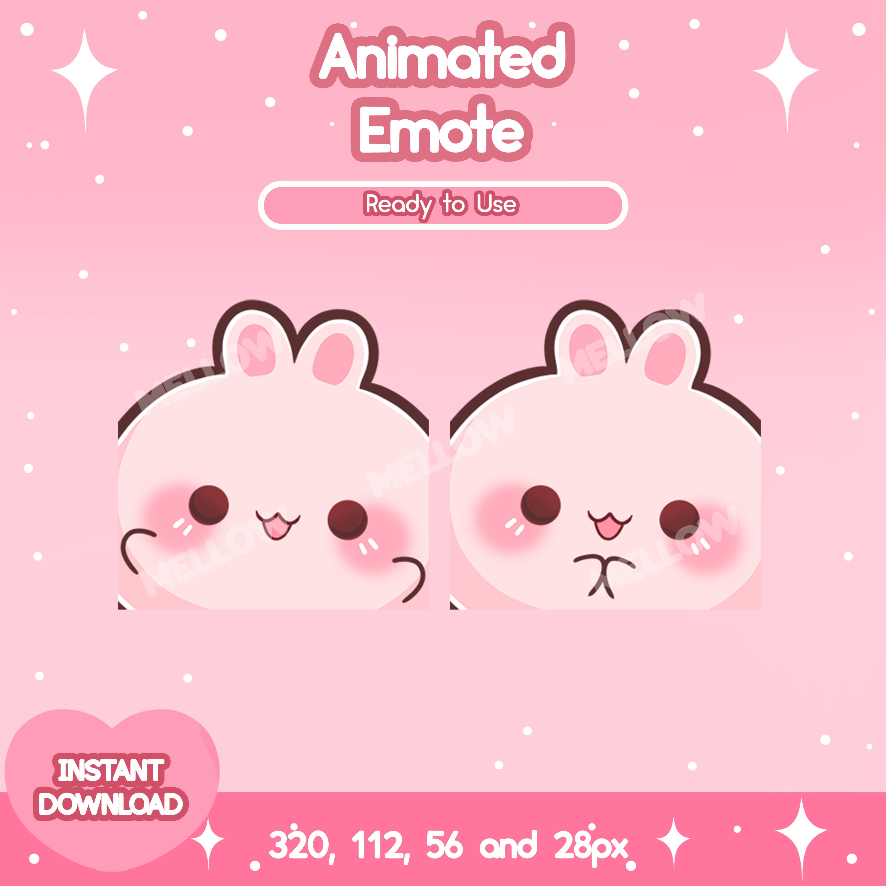 Animated Bunny Emote, Cute Mochi, Clap Emote, Twitch Rabbit, Animation ...