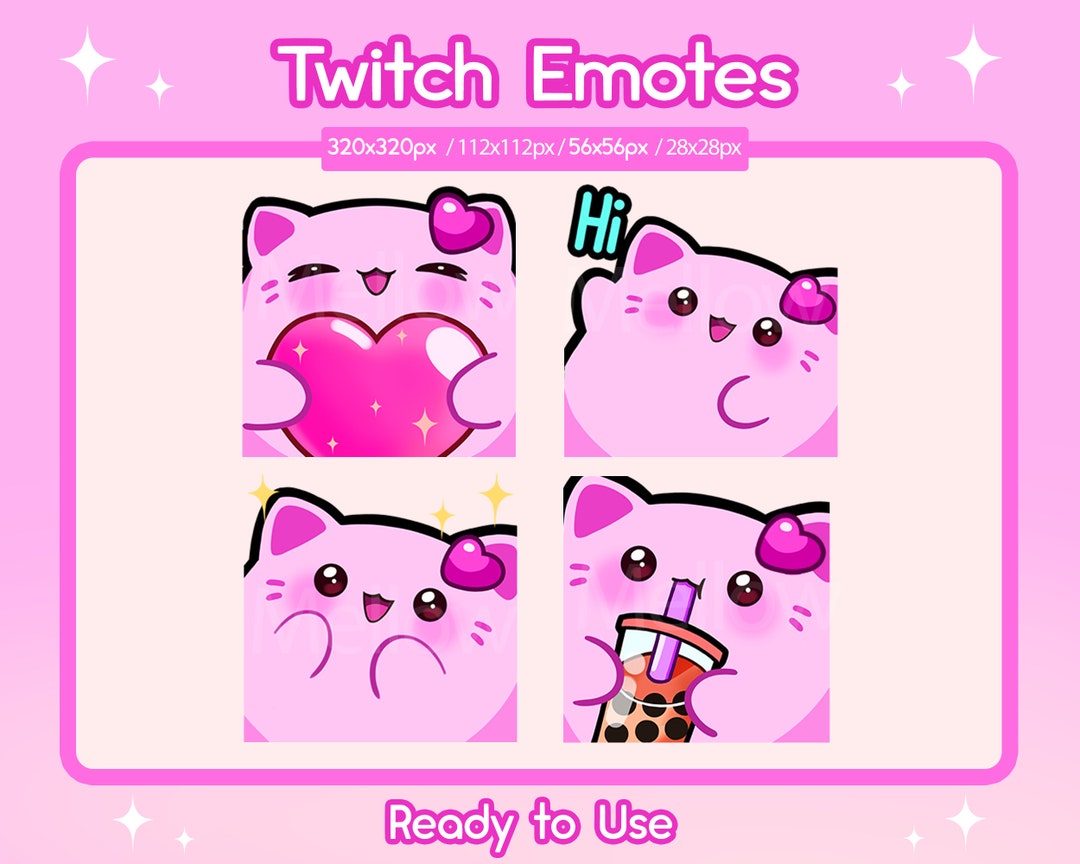 Twitch Cat Emotes | Discord Emotes | Pink Cat Emotes , Stickers ...
