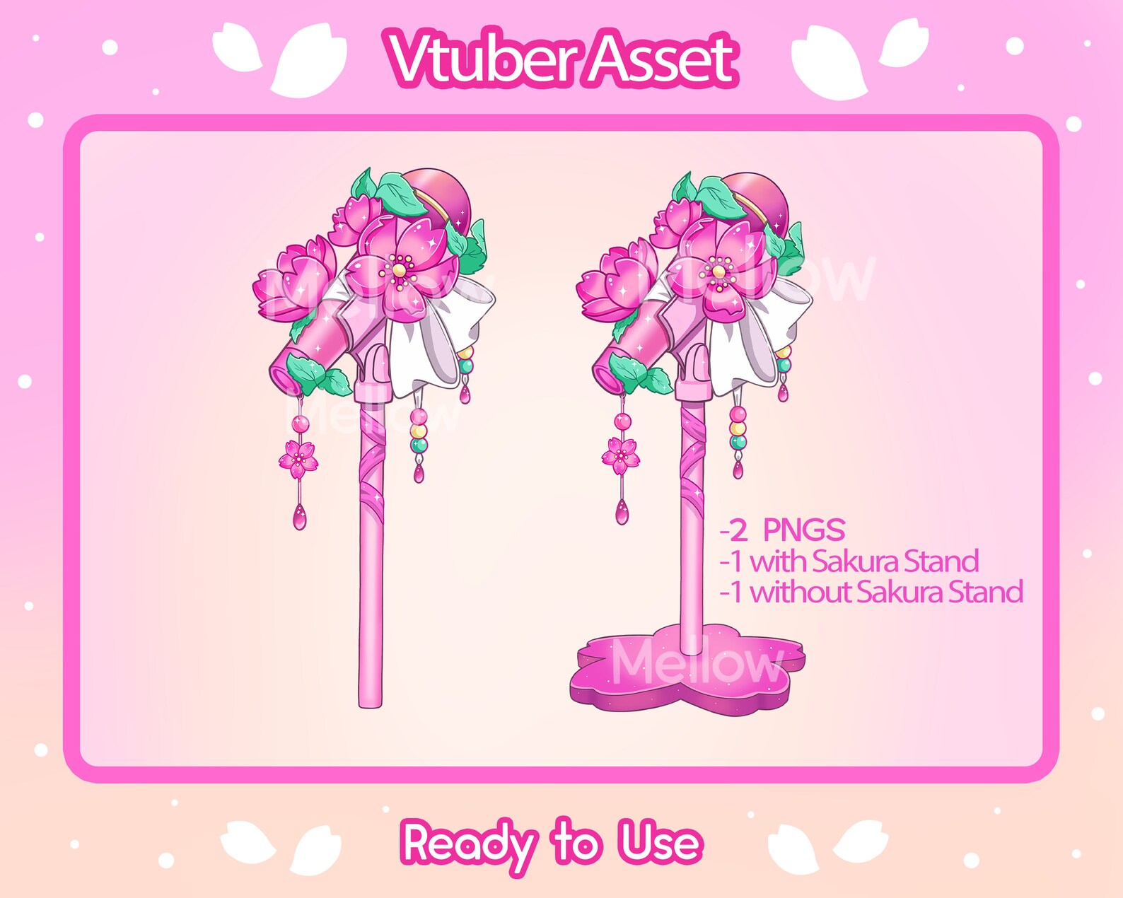 Sakura Mic Vtuber Asset, Stream Decoration, Cherry Blossom Mic, Spring ...