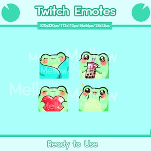 Frog Emotes |twitch and Discord Cute Frog Chibi Emotes Cartoon | Emojis ...