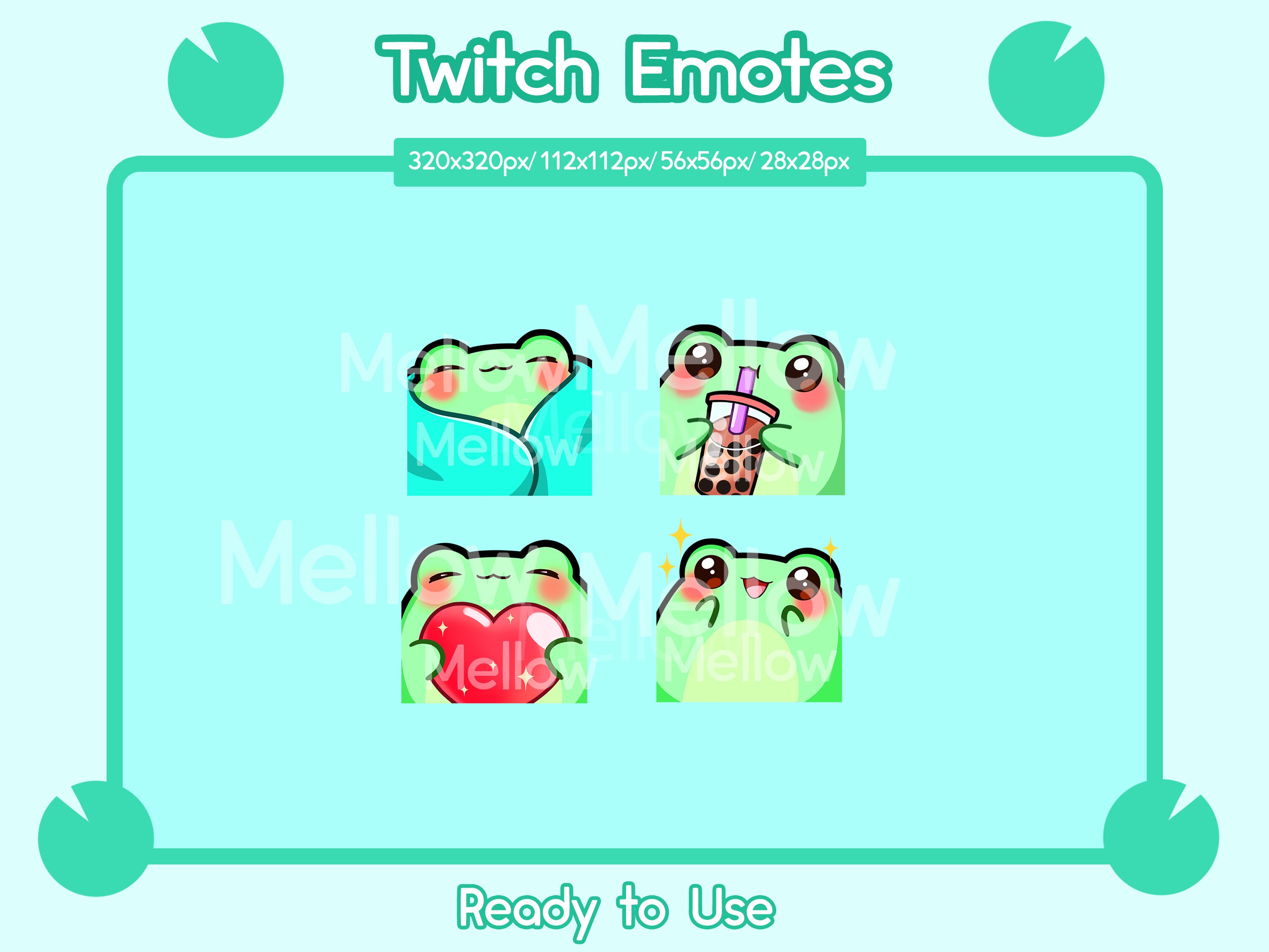 Frog Emotes twitch and Discord Cute Frog Chibi Emotes Cartoon Emojis ...