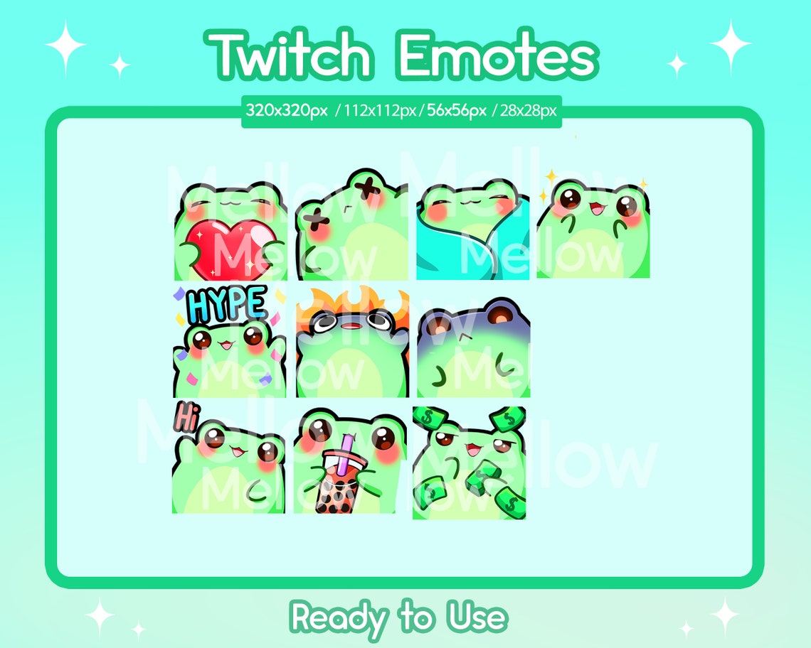 10 Kawaii Frog Emotes Emotes Twitch Discord Youtube Cute Frog - Etsy