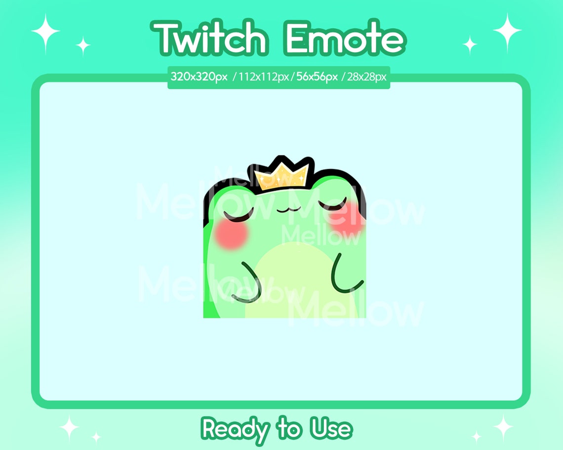 Kawaii Frog Twitch Emote, Uwu Froggy, Crown Green Frog Emote, Discord ...