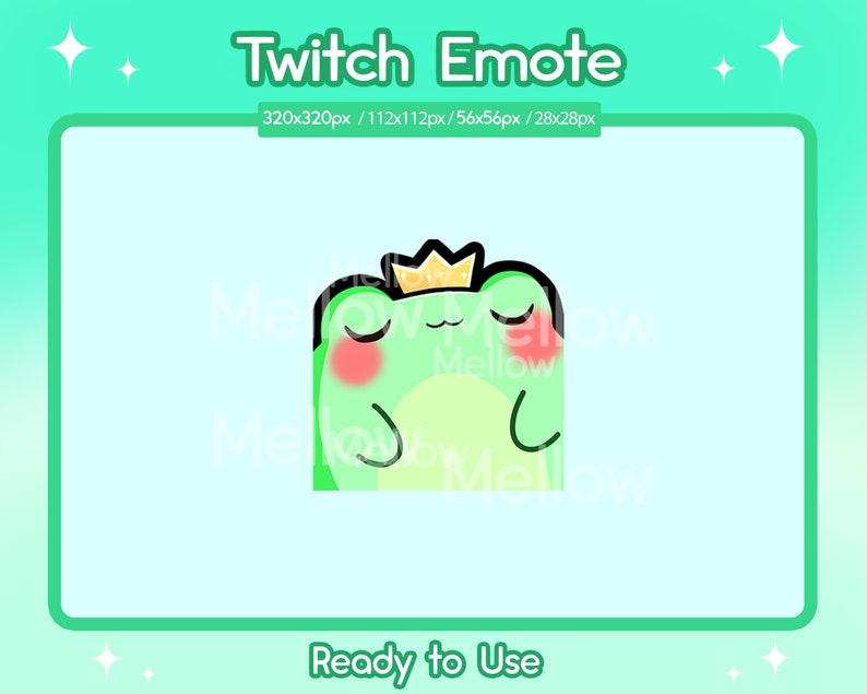 Kawaii Frog Twitch Emote, Uwu Froggy, Crown Green Frog Emote, Discord ...