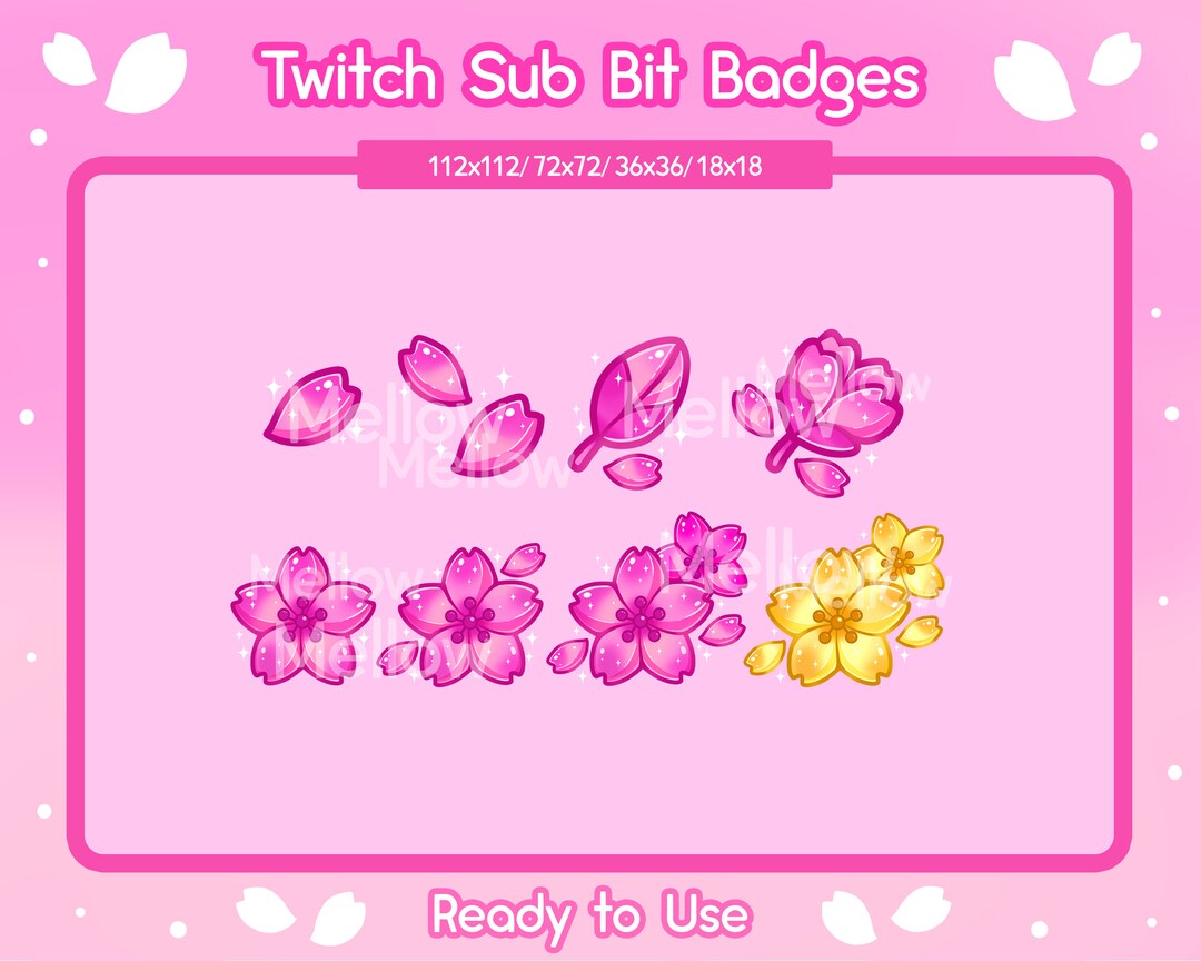 Sakura Twitch Sub Badges | Cherry Blossom Streamer Emotes (digital ...