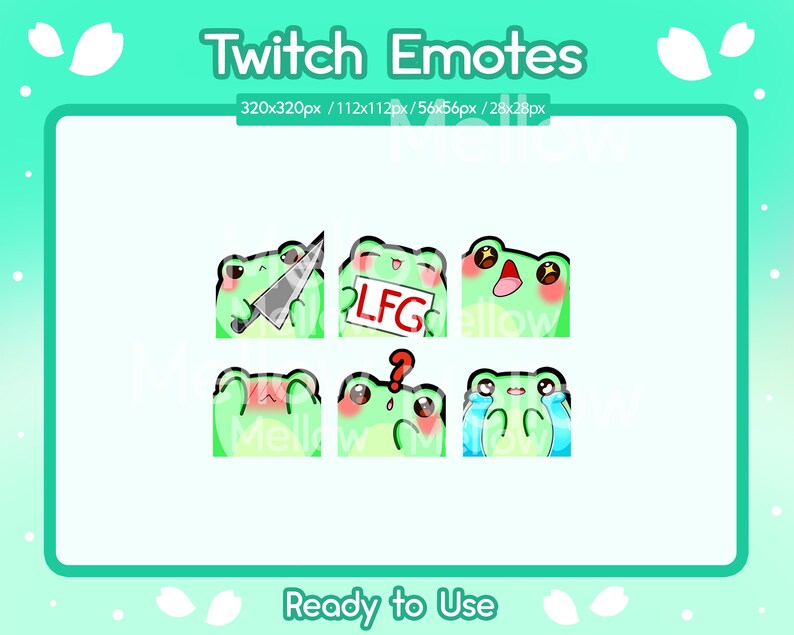 6 Kawaii Frog Emotes for Twitch, Green Froggy, Cute Discord Icons ...