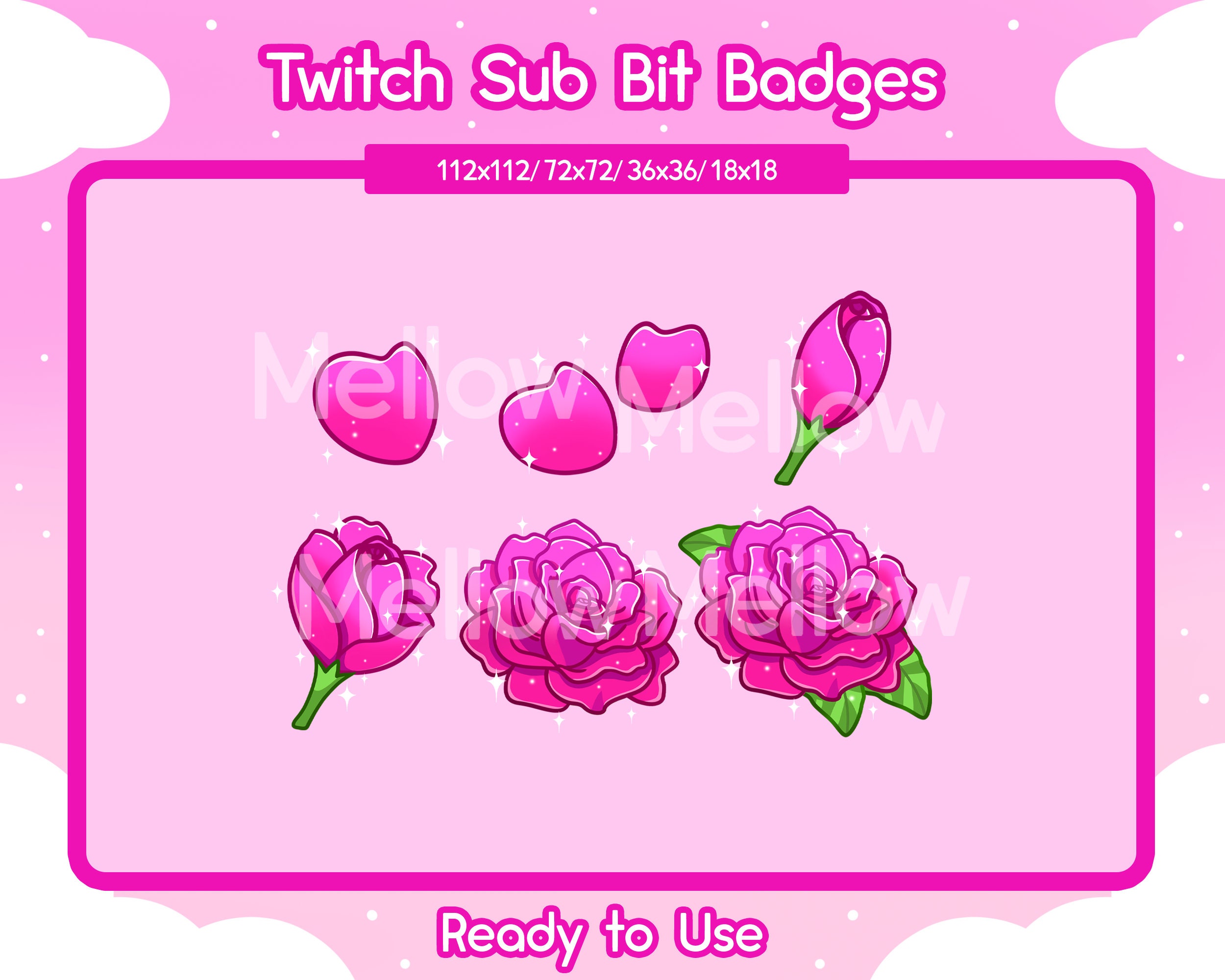 Rose Badges | Twitch Sub Badges | Blossoming Flower | Rose | Hot Pink ...