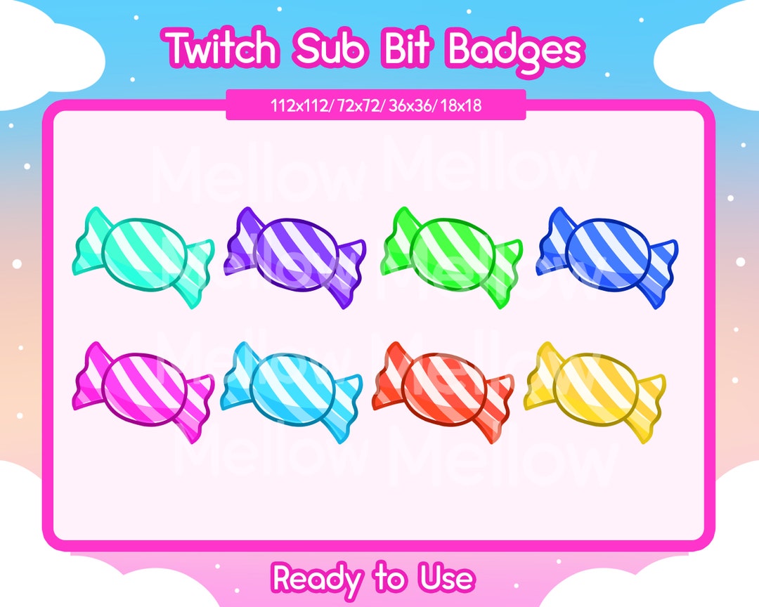 Candy Sub Bit Badges | 8 Sub Badges for Twitch | Colorful Candy ...