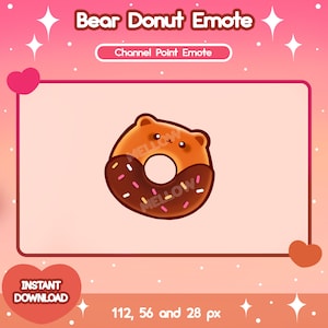 Kawaii Bear Emote for Twitch, Channel Point, Comfy Dessert Bear ...