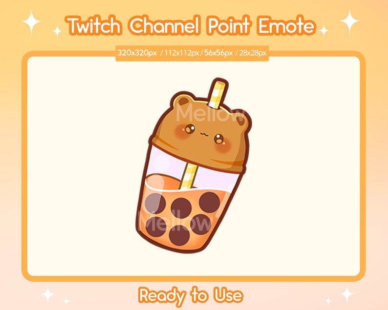 Boba Emote for Twitch | Cute Boba Channel Point Emote| Boba Bear Emote ...