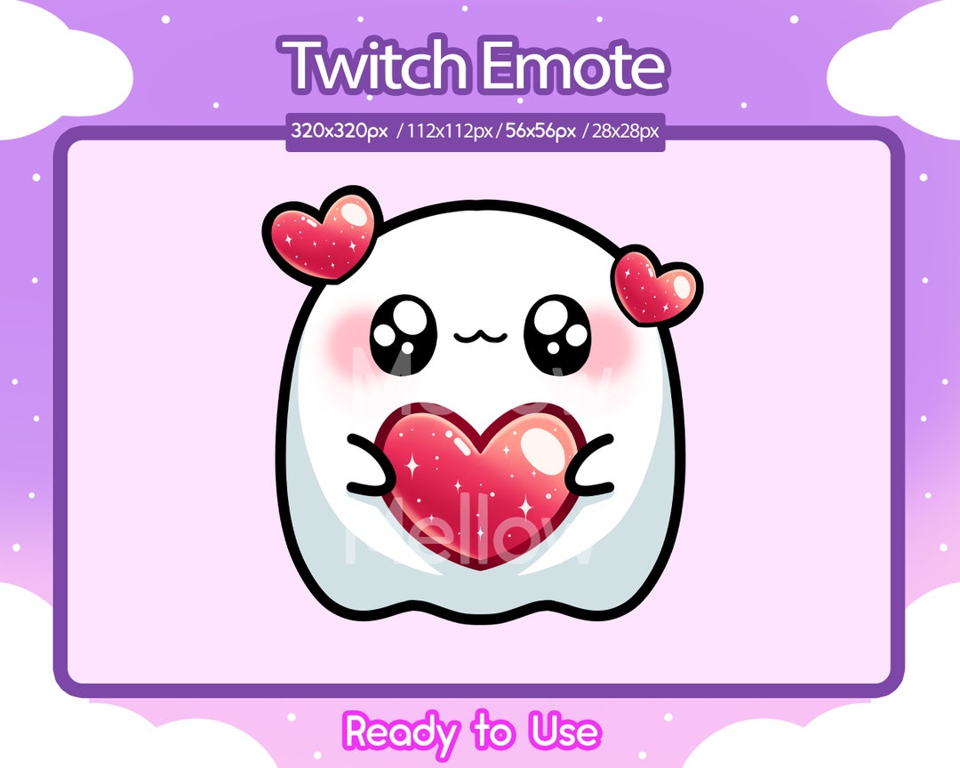 Kawaii Ghost Heart Twitch Emote, Spooky Halloween Streamer Icon ...
