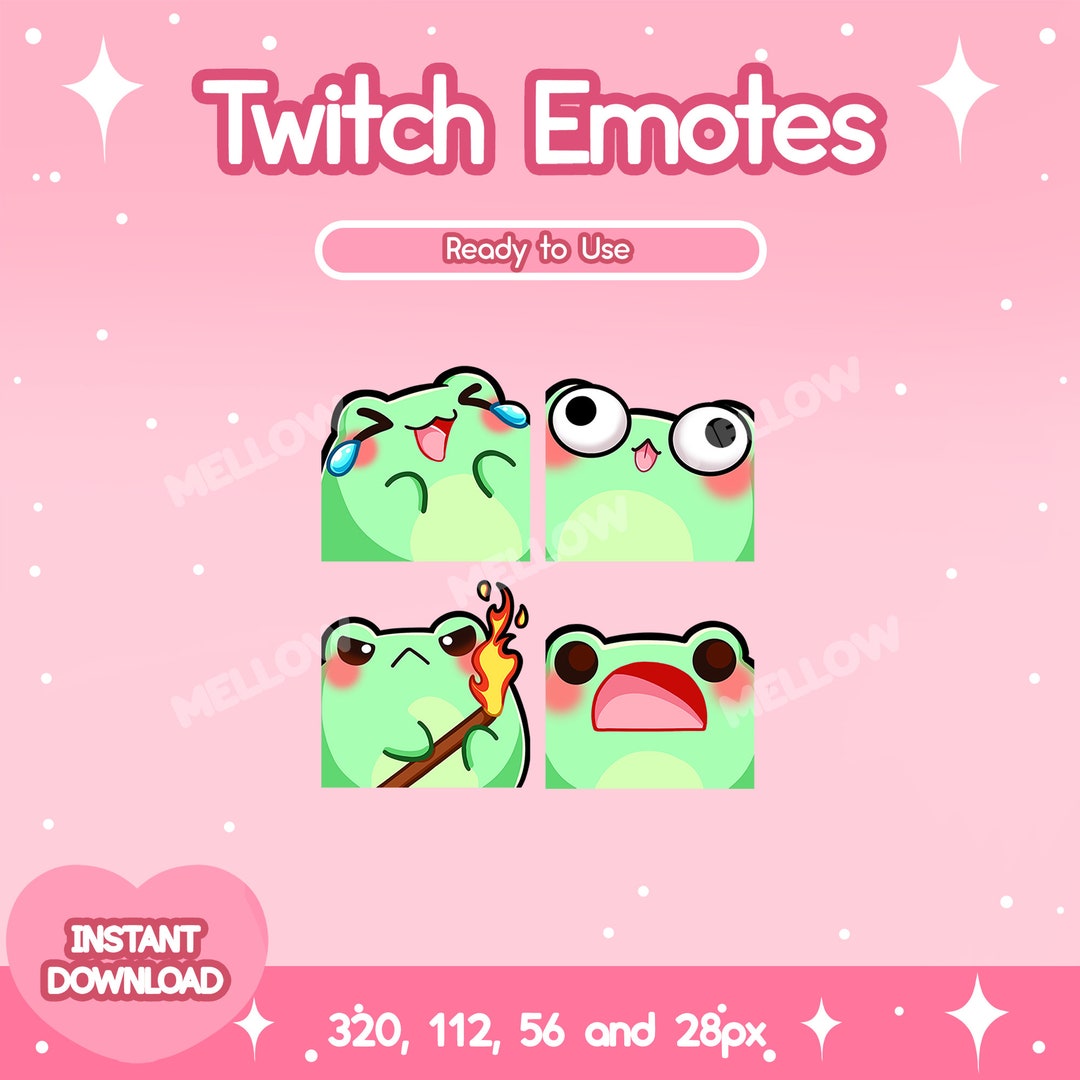 4 Pack Frog Emotes for Twitch, Kawaii Emotes, Cute Emoticons, Kawaii ...