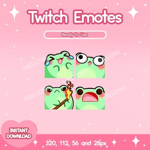 4 Pack Frog Emotes for Twitch, Kawaii Emotes, Cute Emoticons, Kawaii ...