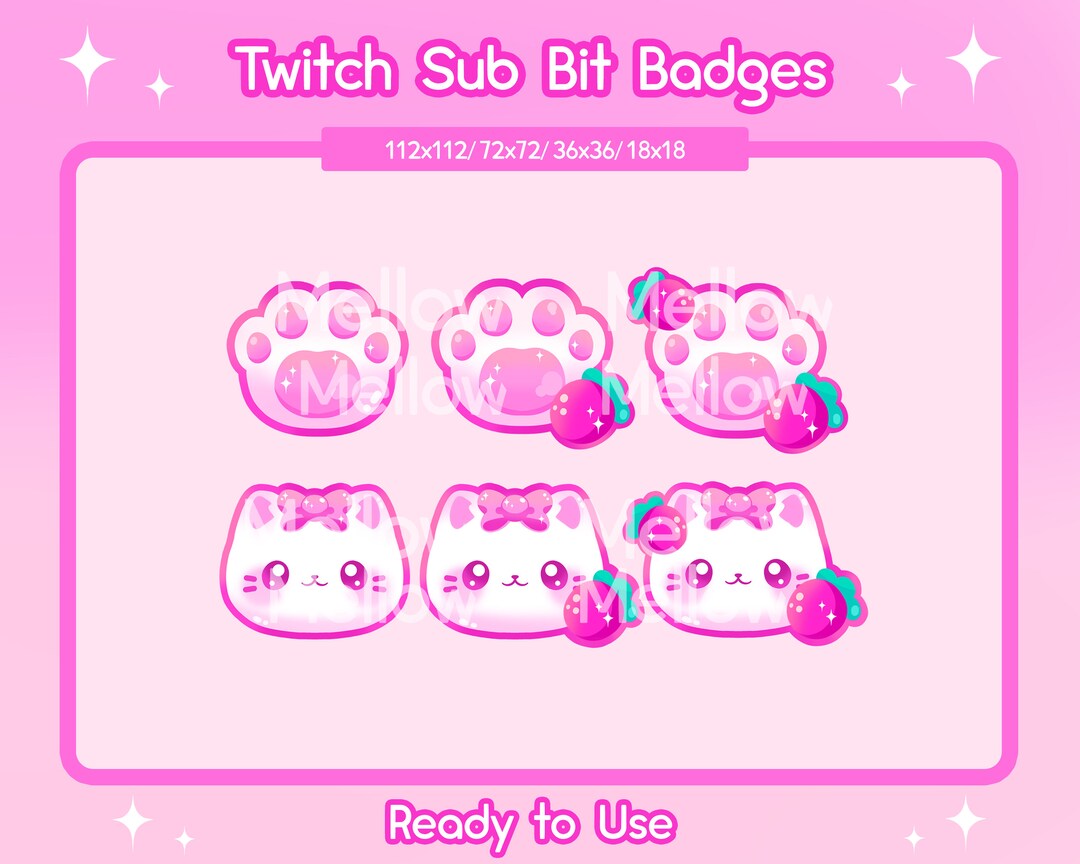 Cat Badges for Twitch | Cat Sub Bit Badges | Strawberry Badges | Cat ...