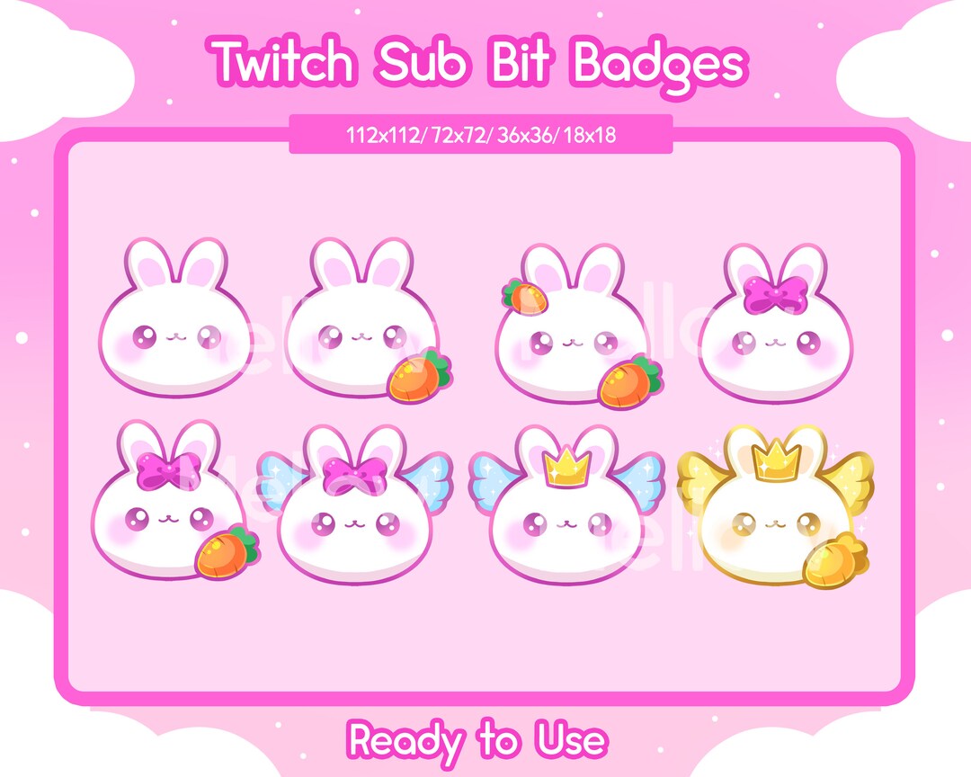 Bunny Sub Bit Badges for Twitch Cute Bunny Emotes Twitch - Etsy