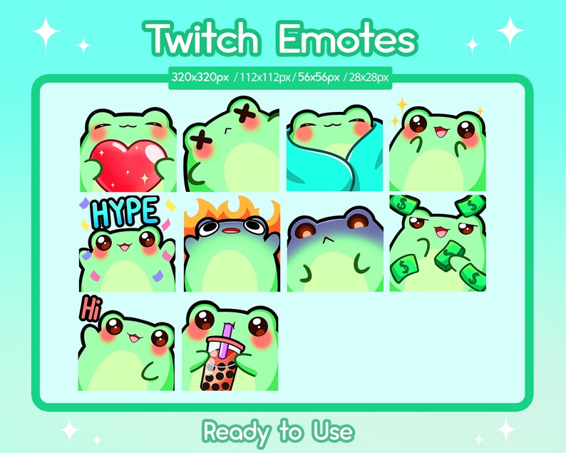 10 Kawaii Frog Emotes Emotes Twitch Discord Youtube - Etsy