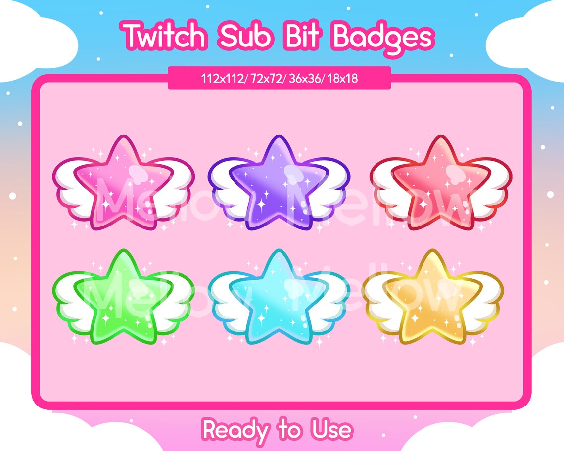 Twitch Star Sub Bit Badges Sub Badges Emotel Bit Badges - Etsy