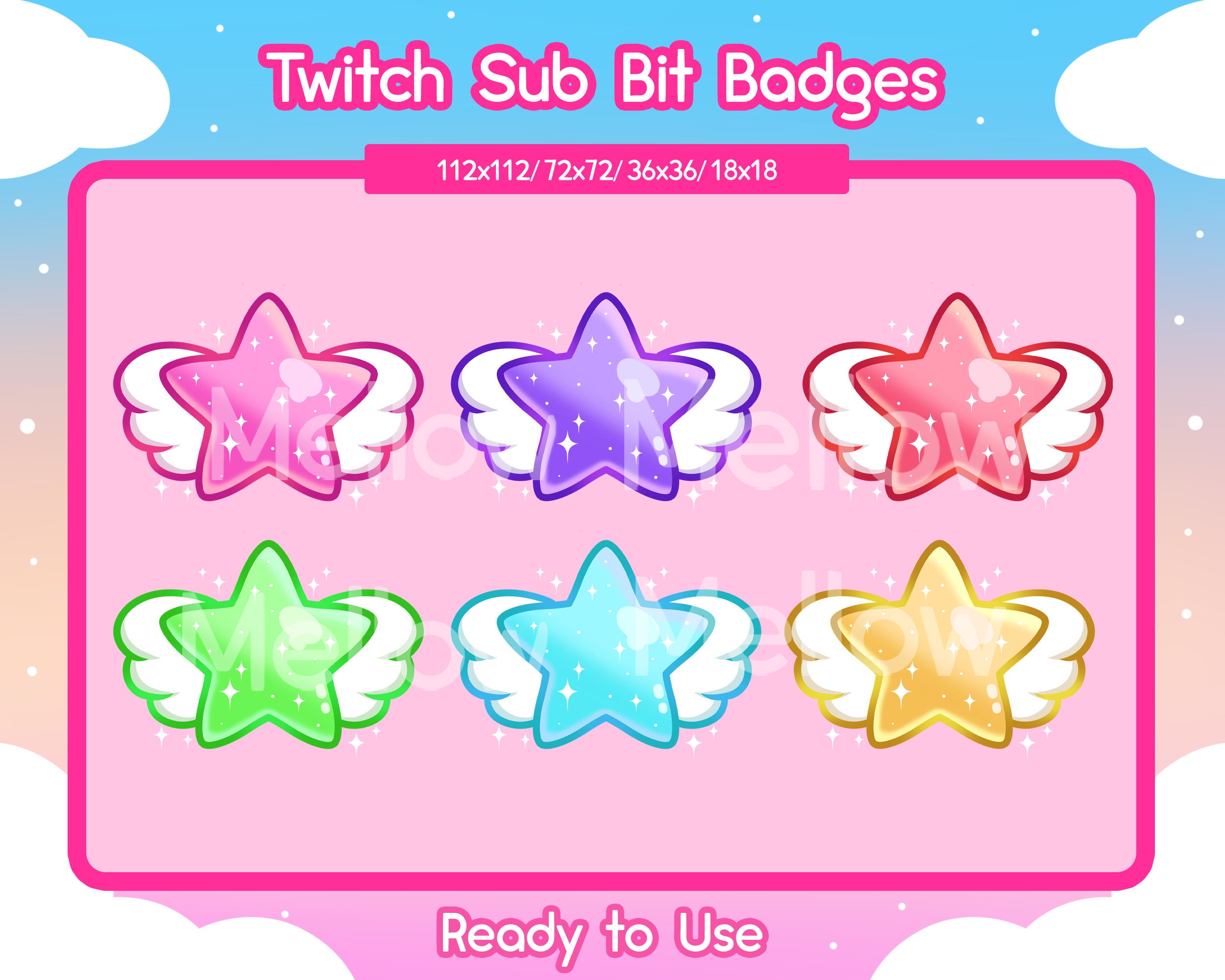 Twitch Star Sub Bit Badges Sub Badges Emotel Bit Badges - Etsy