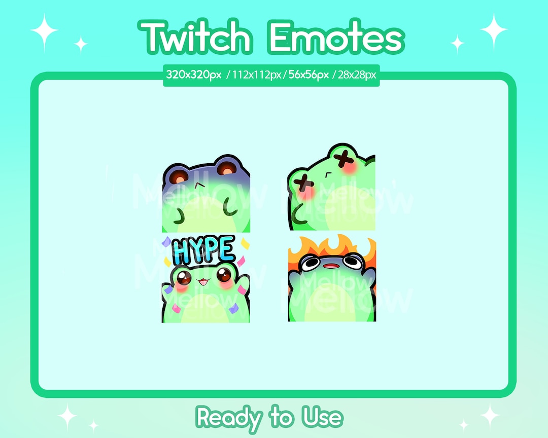 Twitch Frog Emotes twitch and Discord Cute Frog Chibi Emotes Cartoon ...