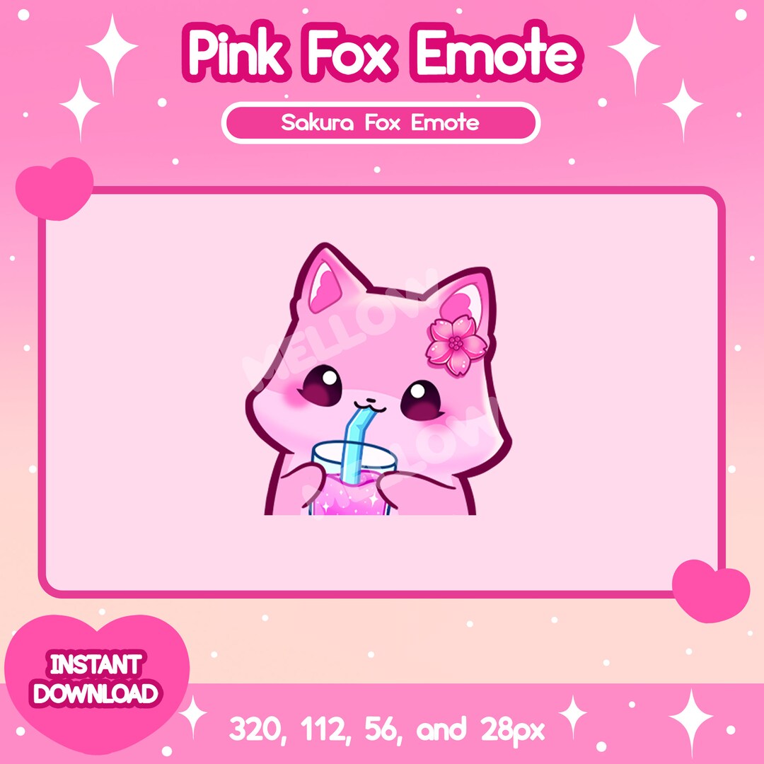 Fox Emote for Twitch, Pink Fox, Hydrate, Sakura Pink, Cherry Blossom ...