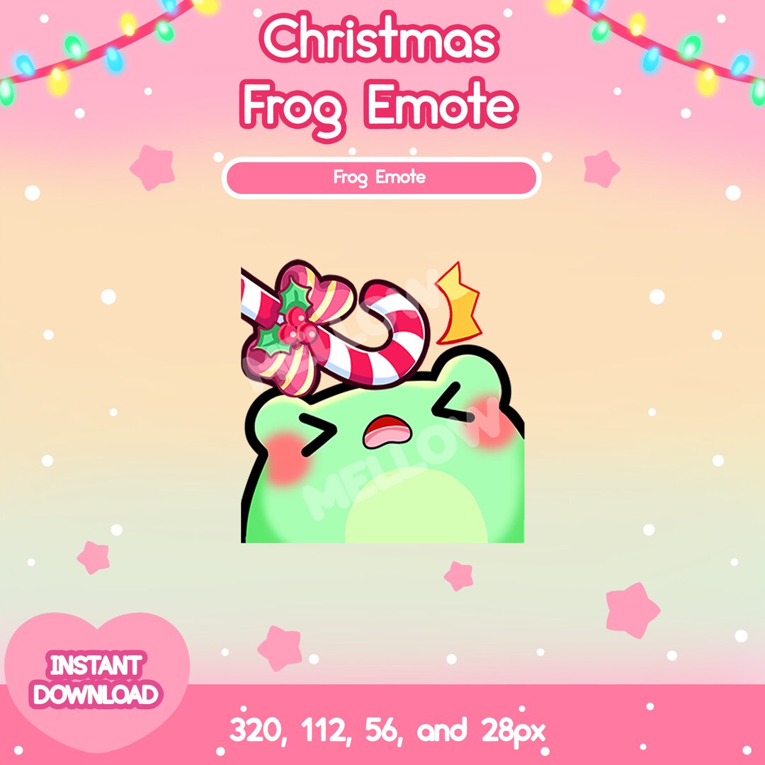 Frog Emote for Twitch, Christmas Emotes, Candy Cane Bonk, Festive Emoji ...