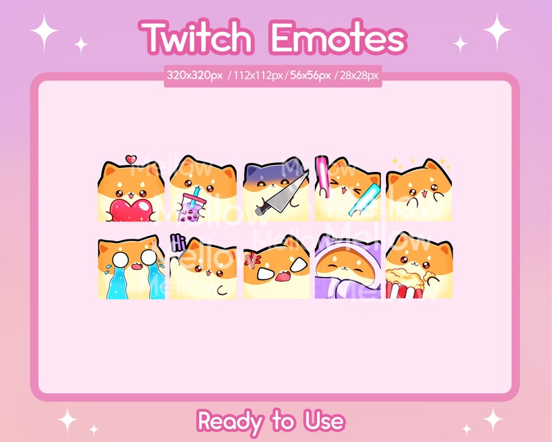 Twitch Shiba Dog Emotes, Discord Emotes, Kawaii Shiba Inu, 10 Pack ...