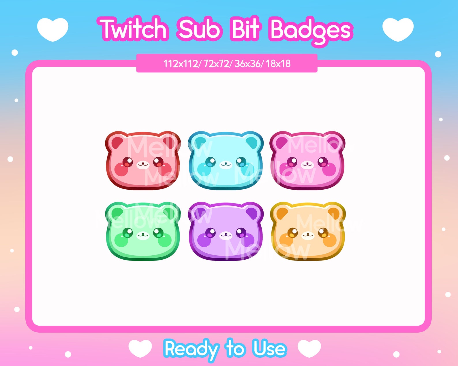 Bear Sub Bit Badges for Twitch Colorful Bear Sub Badges Twitch Stream ...