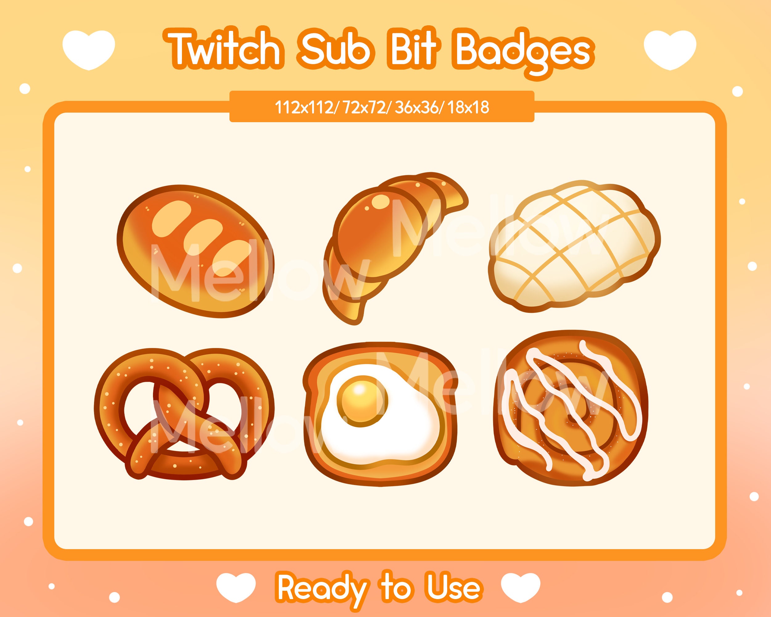 6 Twitch Bread Sub Badges, Bread Bit Badges, Cute Bread Badges ...