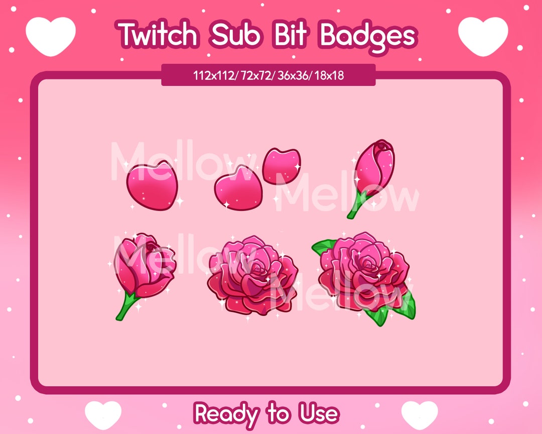 Rose Badges | Twitch Sub Badges | Blossoming Flower | Rose | Pink | Red ...