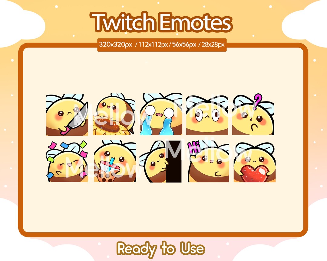 10 Kawaii Bee Twitch Emotes, Cottage Core, Sunflower (digital File) - Etsy