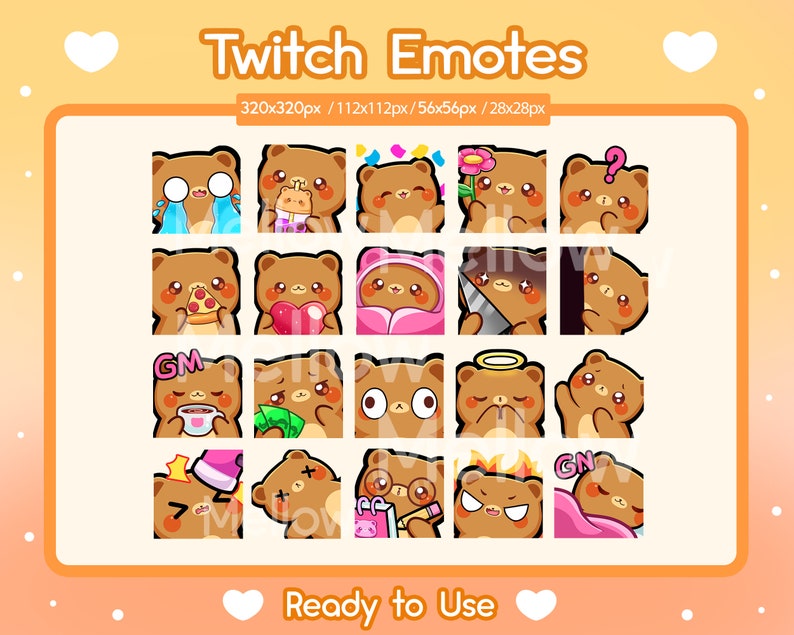 20 Bear Emotes for Twitch Brown Bear Emotes Cute Bear - Etsy