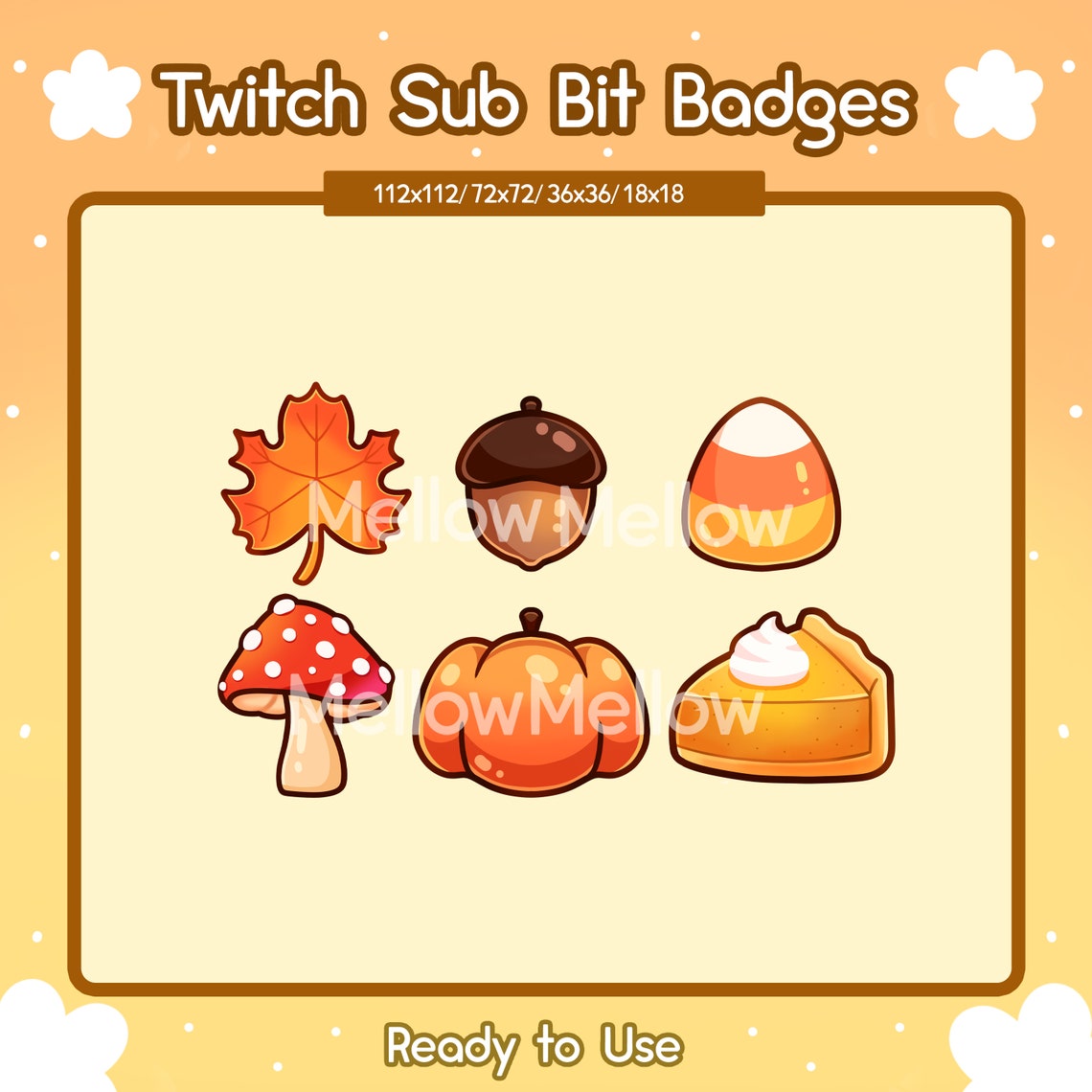 Fall Theme Sub Bit Badges for Twitch | Autumn Icons | Pumpkin Pie ...