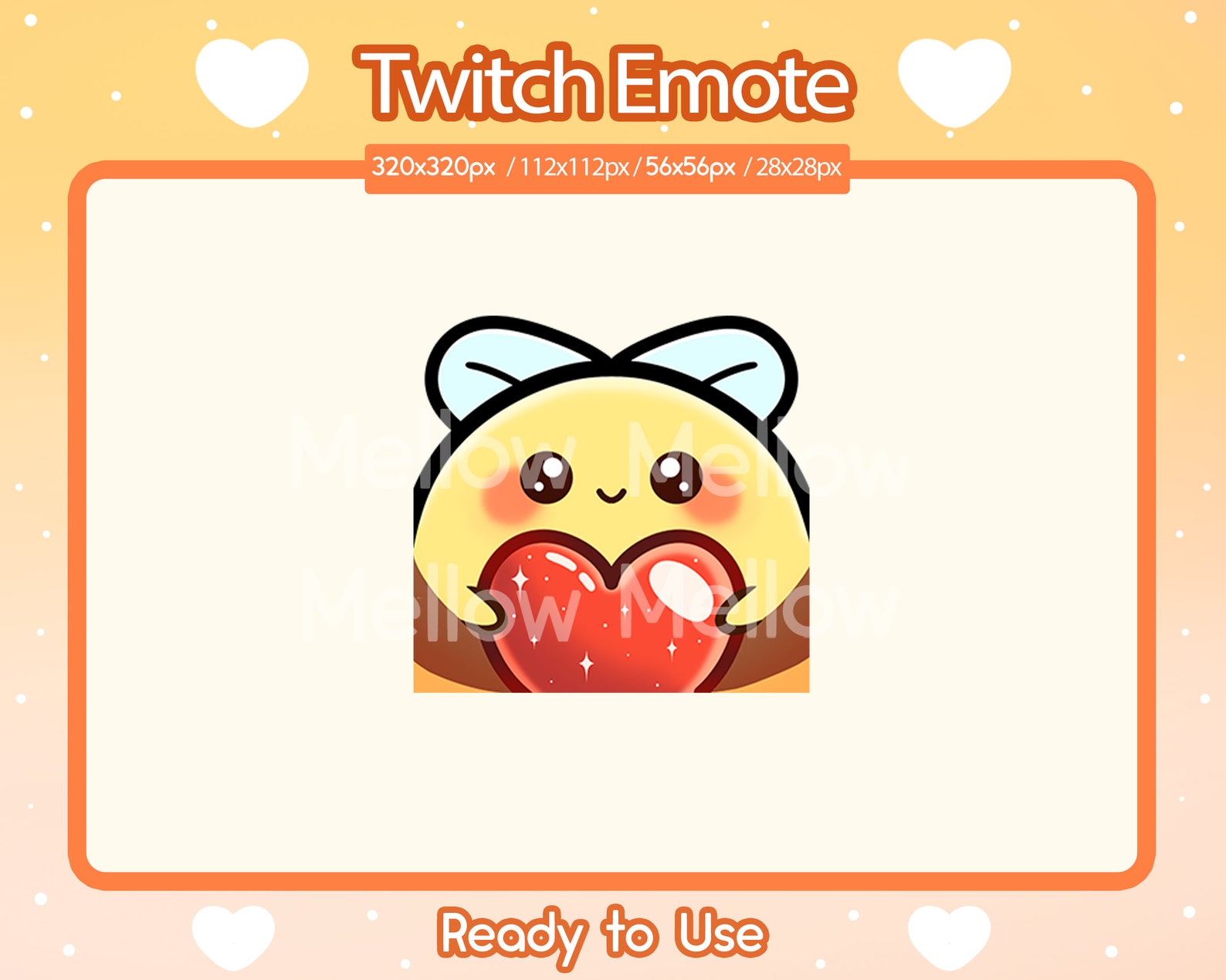 Kawaii Bee Emote for Twitch, Heart Bee, Discord, Youtube, Twitch, Honey ...