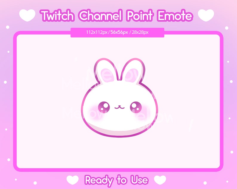 Bunny Channel Point Emote for Twitch Channel Point Cute Bunny Emote ...