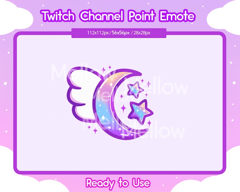 Moon Channel Point Emote for Twitch, Celestial Star Emote, Kawaii ...