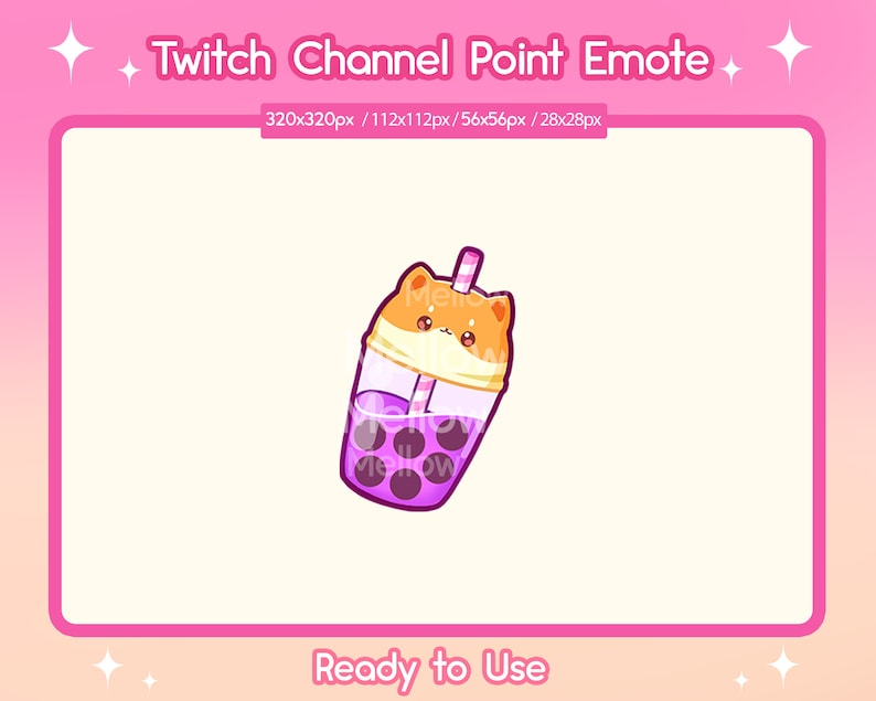 Boba Emote for Twitch, Cute Hydrate Channel Point, Shiba Inu, Redeem ...