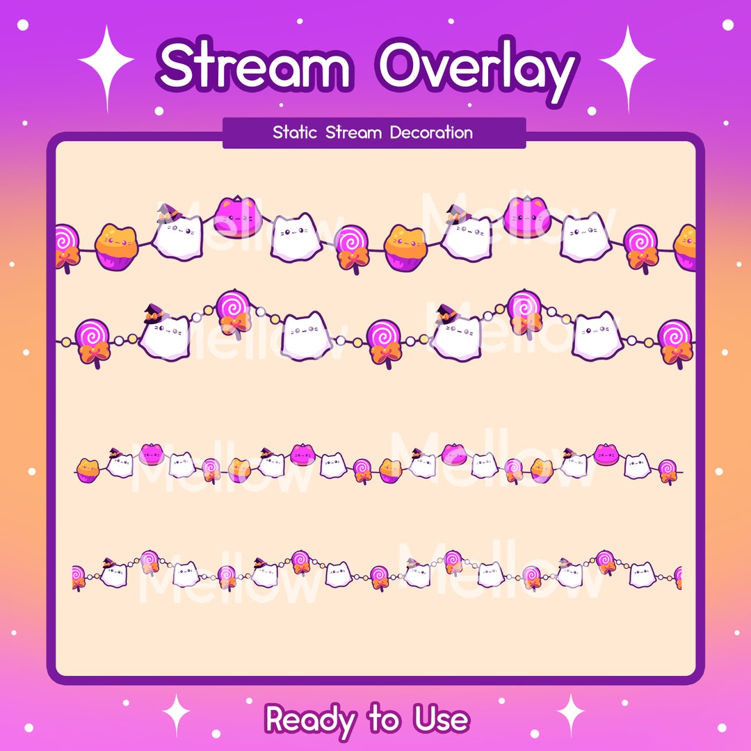 Halloween Twitch Overlay, Ghost String Light Stream Decoration ...