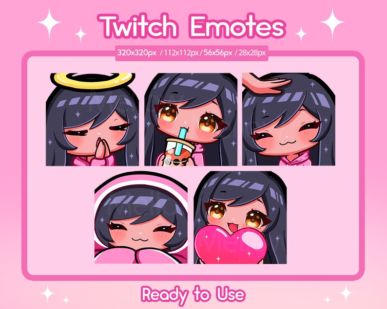 Twitch Cute Girl Emotes Emotes Pack Twitch/discord/youtube/badge Kawaii ...