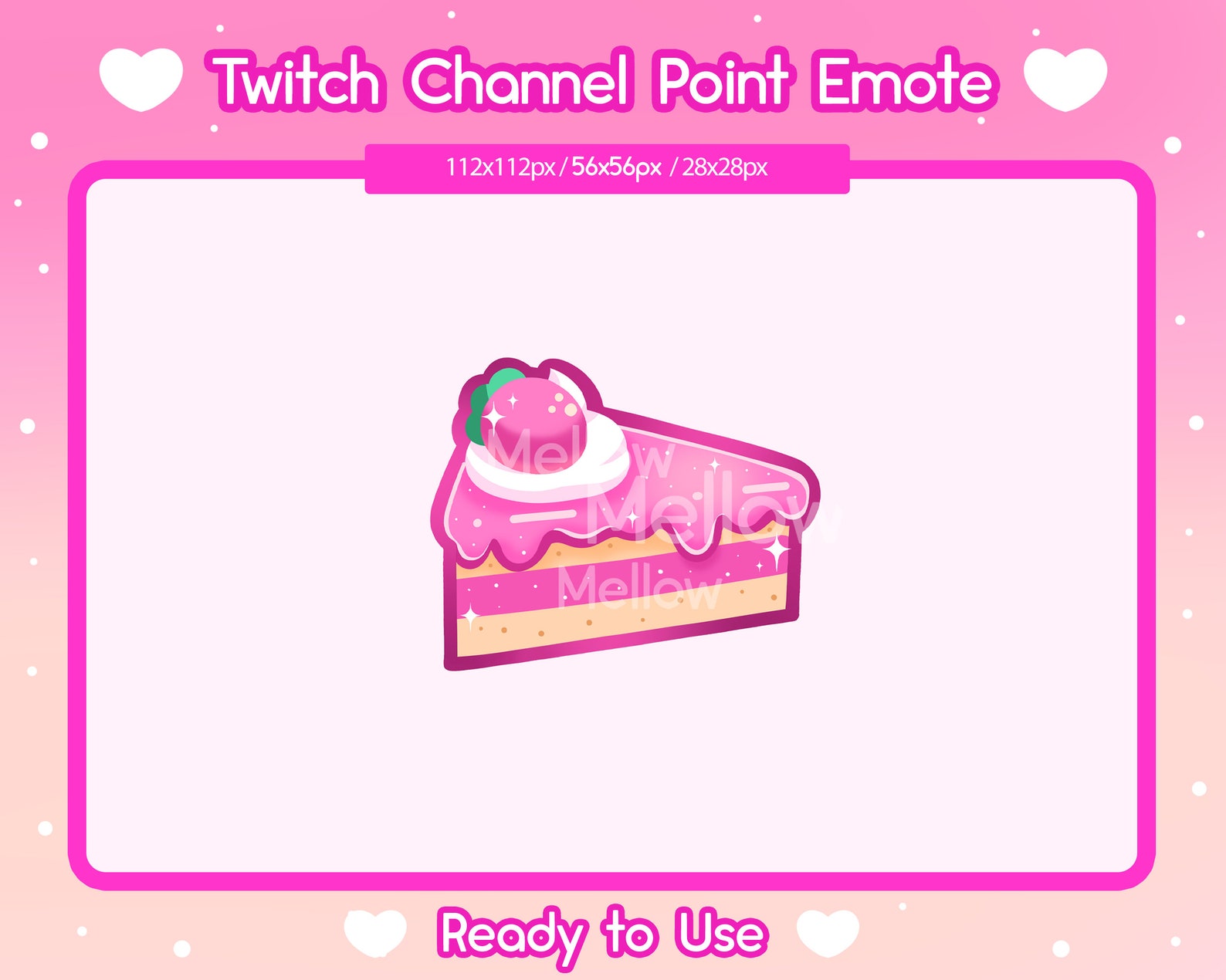 Cake Channel Point Emote for Twitch, Dessert Redeem Point, Strawberry ...